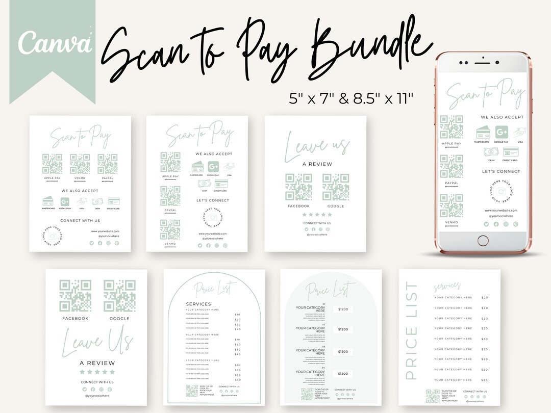 Scan to Pay Canva Template, Scan to Pay Sign File, Scan to Pay and ...