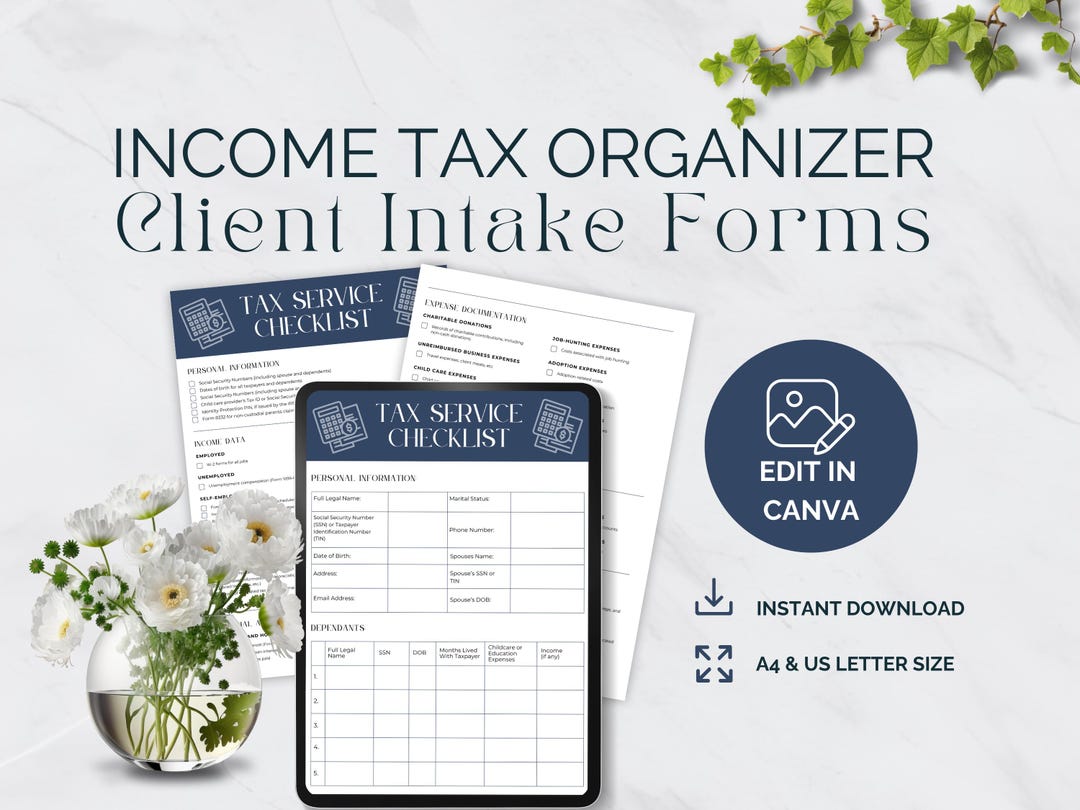 Tax Preparer Client Forms, Editable Tax Client Intake Forms, Tax ...