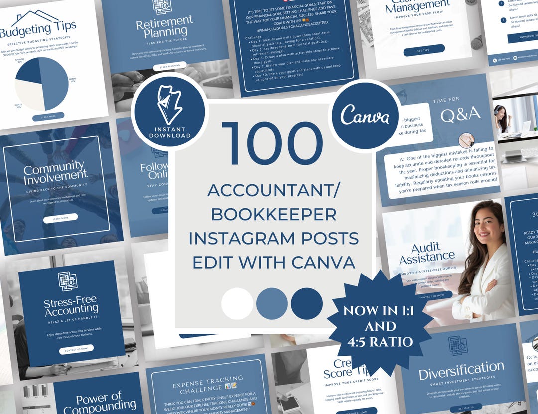 Accounting and Bookkeeping Social Media Templates for Small Business ...