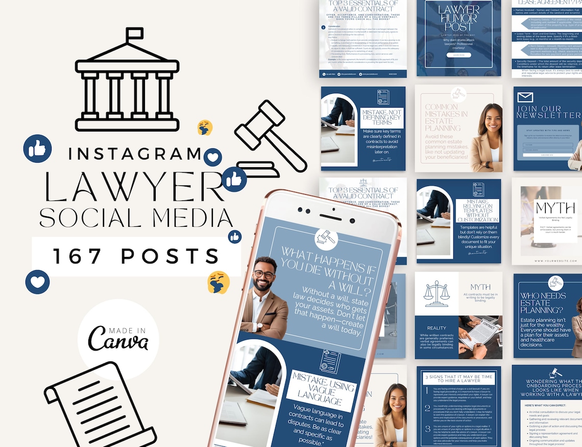 Social Media Posts for Lawyers, Law Firm Instagram, Attorney Templates ...