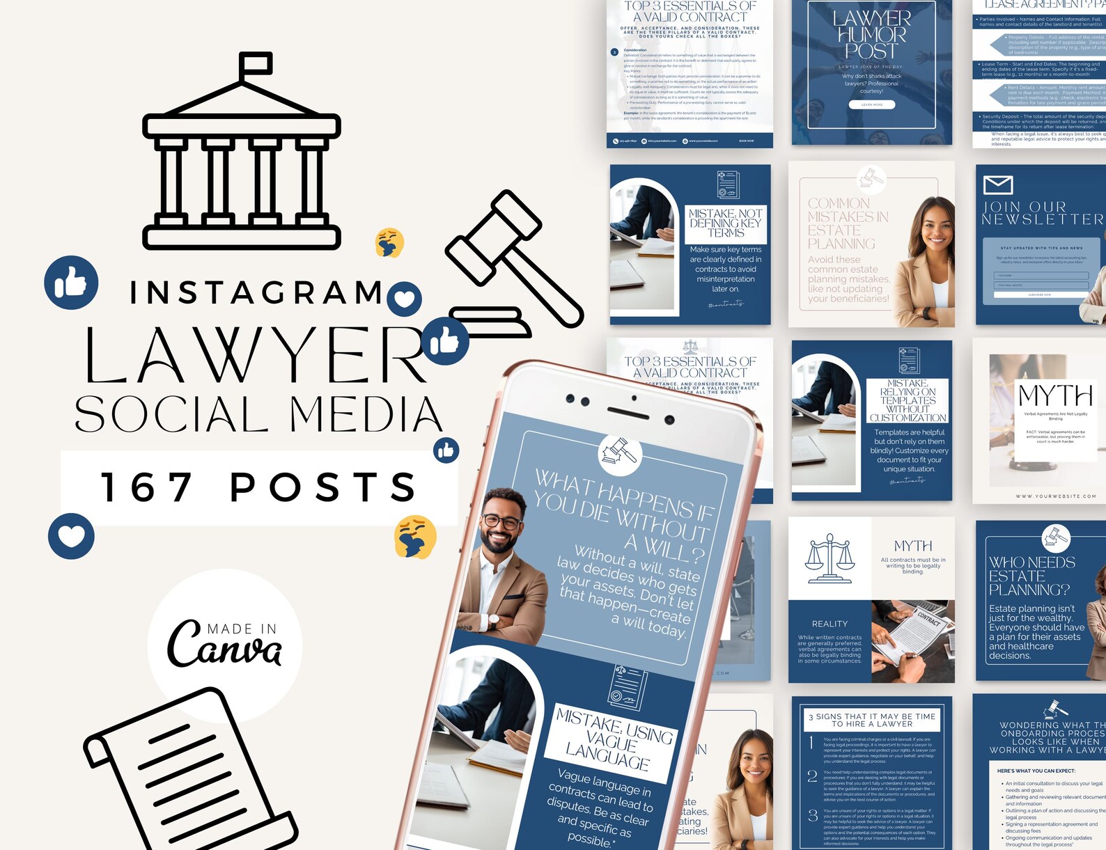 Social Media Posts for Lawyers, Law Firm Instagram, Attorney Templates ...