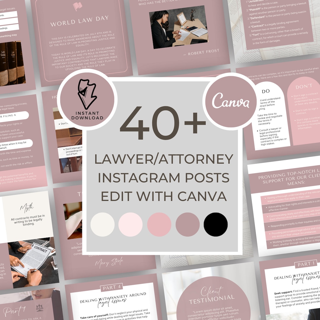 Law Firm Instagram Post Ideas, Blush, Social Media Posts for Lawyers ...
