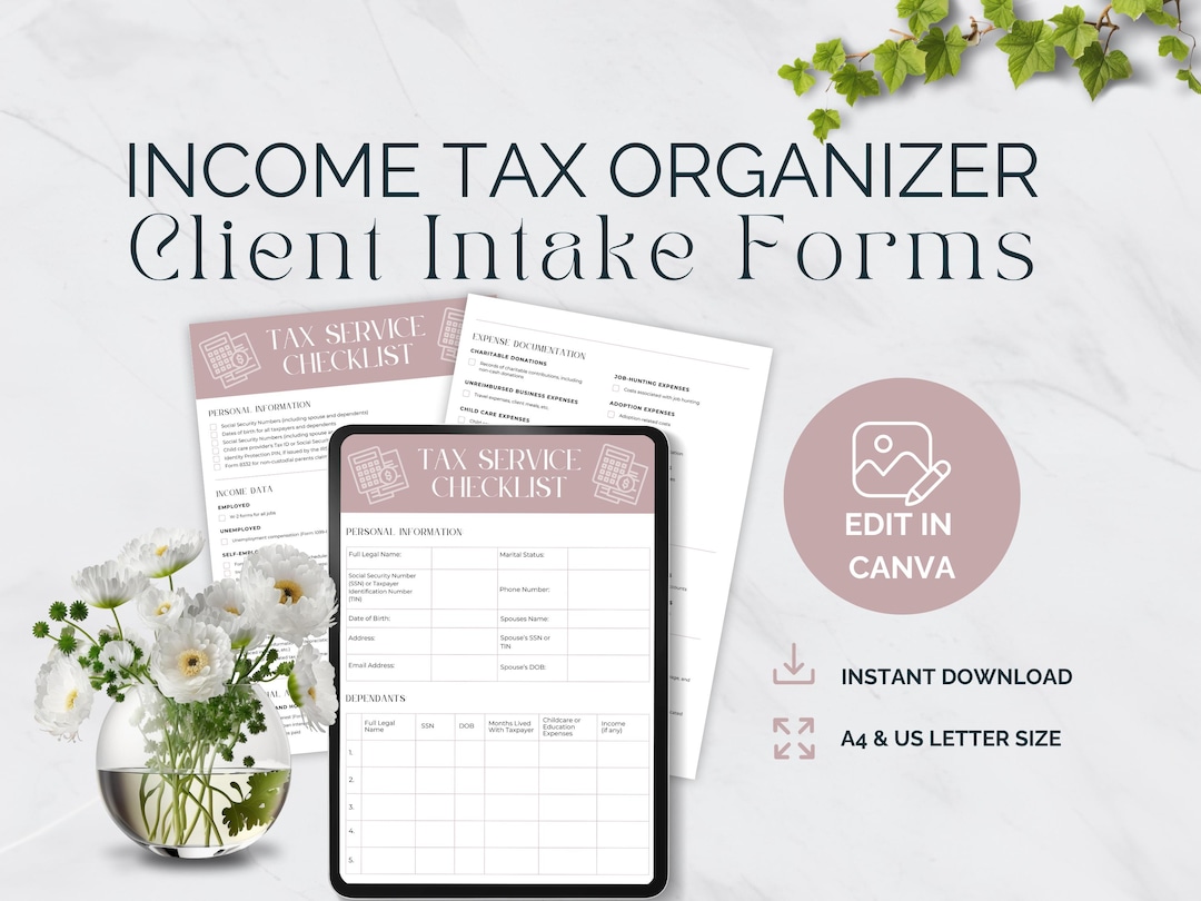 Tax Return Checklist, Tax Prep Organizer, Tax Deductions Guide, Tax ...