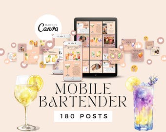 Mobile Bar Instagram Templates, Bartender Social Media Posts, Canva ...