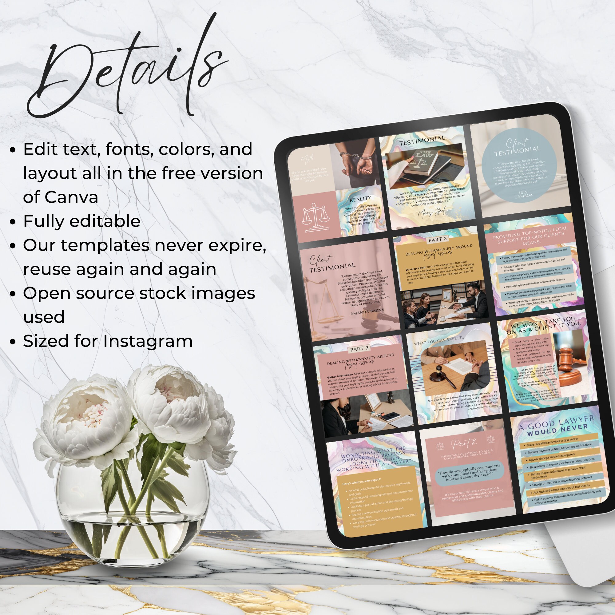 Law Firm Instagram Post Ideas, Pastel, Social Media Post for Lawyers ...