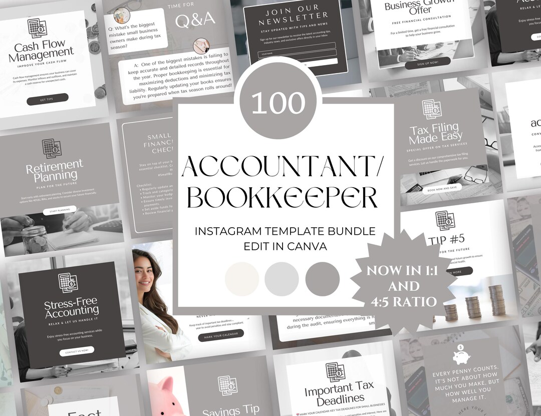 Accounting and Bookkeeping Social Media Templates for Small Business ...