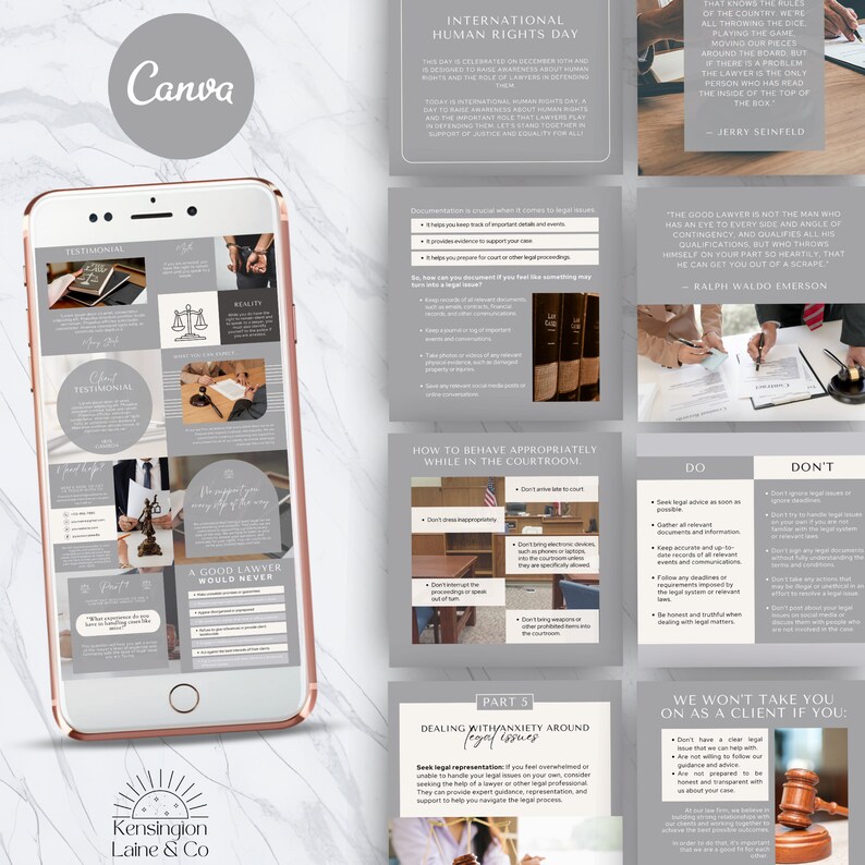 Law Firm Instagram Post Ideas, Grey, Social Media Posts for Lawyers and ...