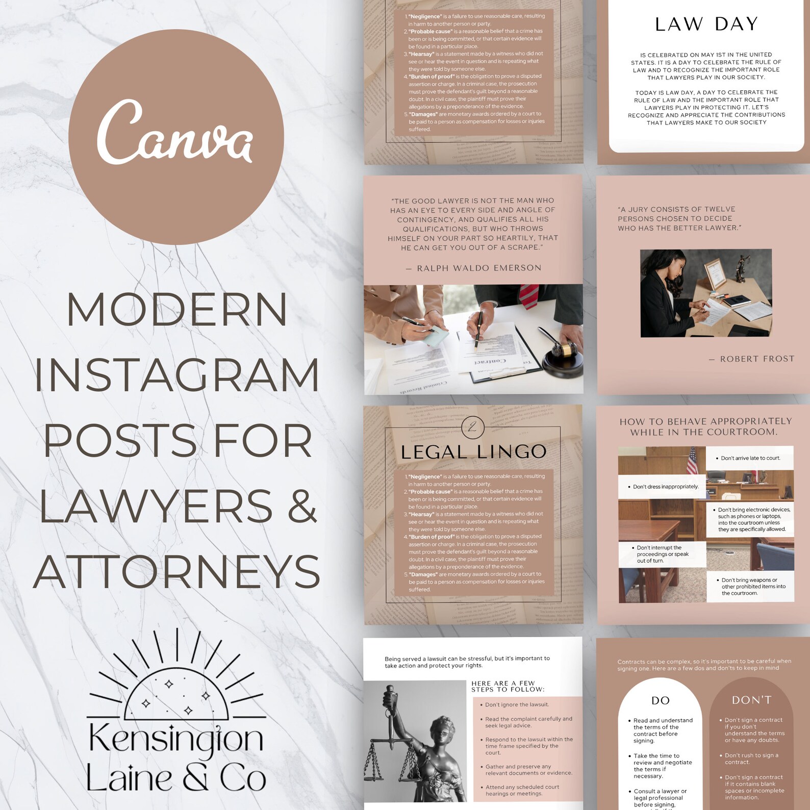 Law Firm Instagram Post Ideas, Neutral, Social Media Posts for Lawyers ...