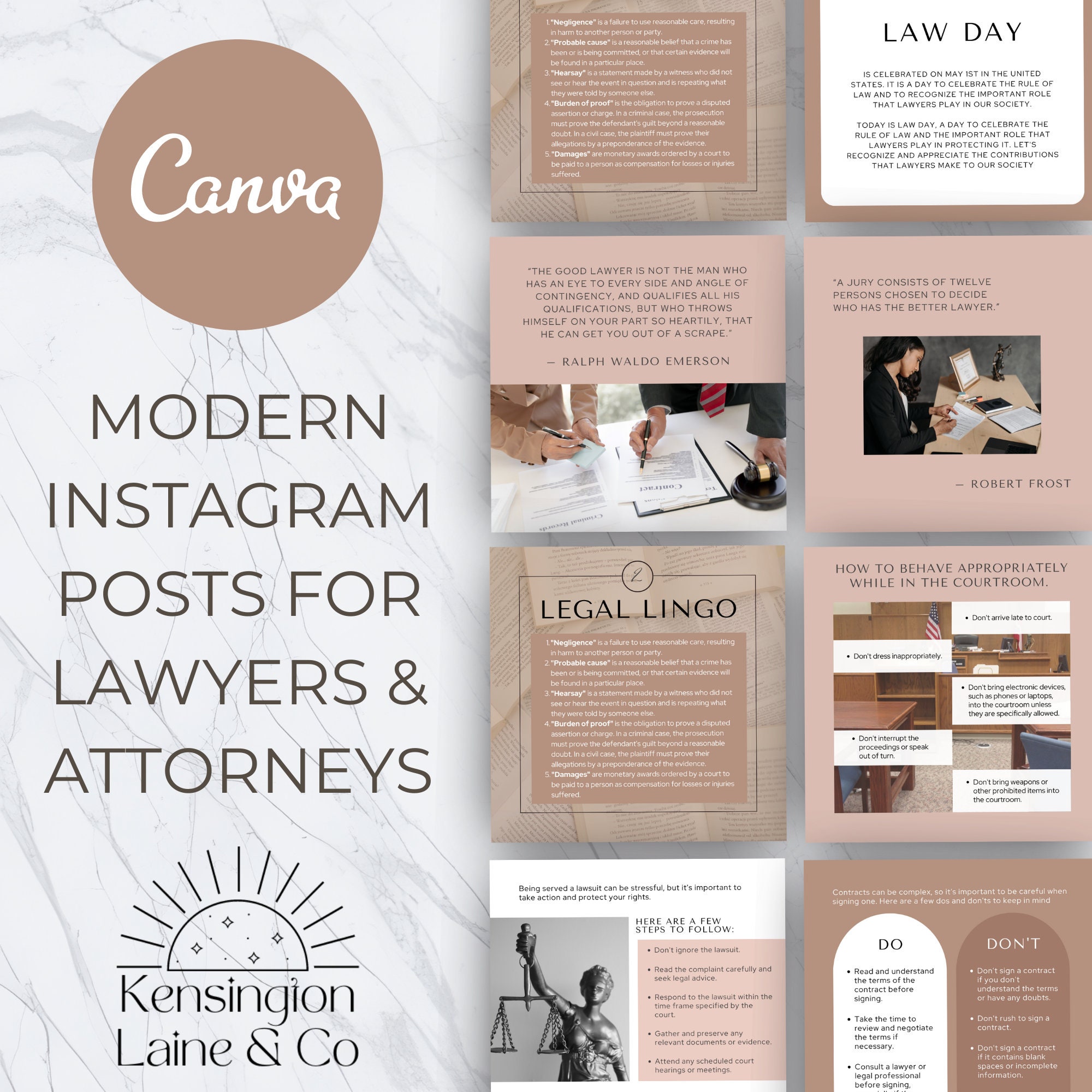 Law Firm Instagram Post Ideas, Neutral, Social Media Posts for Lawyers ...