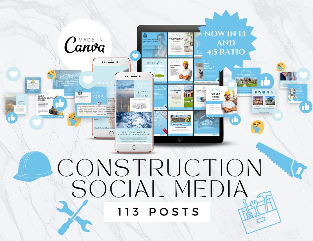 Construction Company Instagram Template, Home Builder Social Media ...