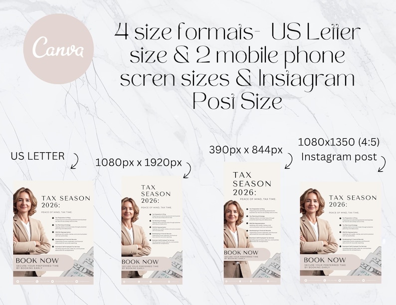 Tax Prep Flyer 2026, Editable Canva Template for Tax Services, Income ...