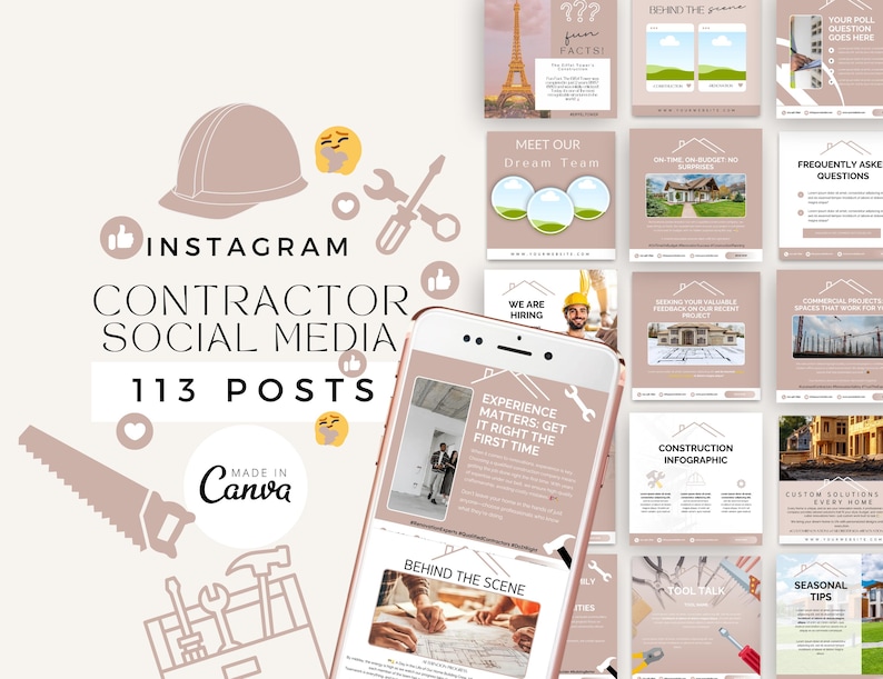 Construction Company Instagram Template, Home Builder Social Media ...