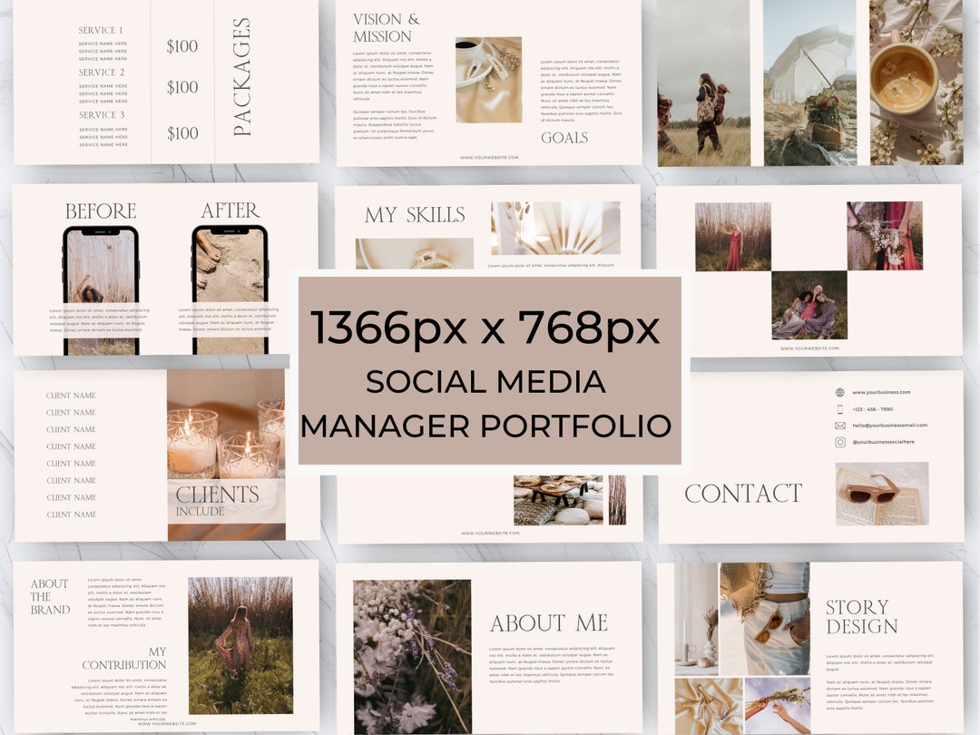 Social Media Manager Portfolio Template Canva, Canva Template for ...