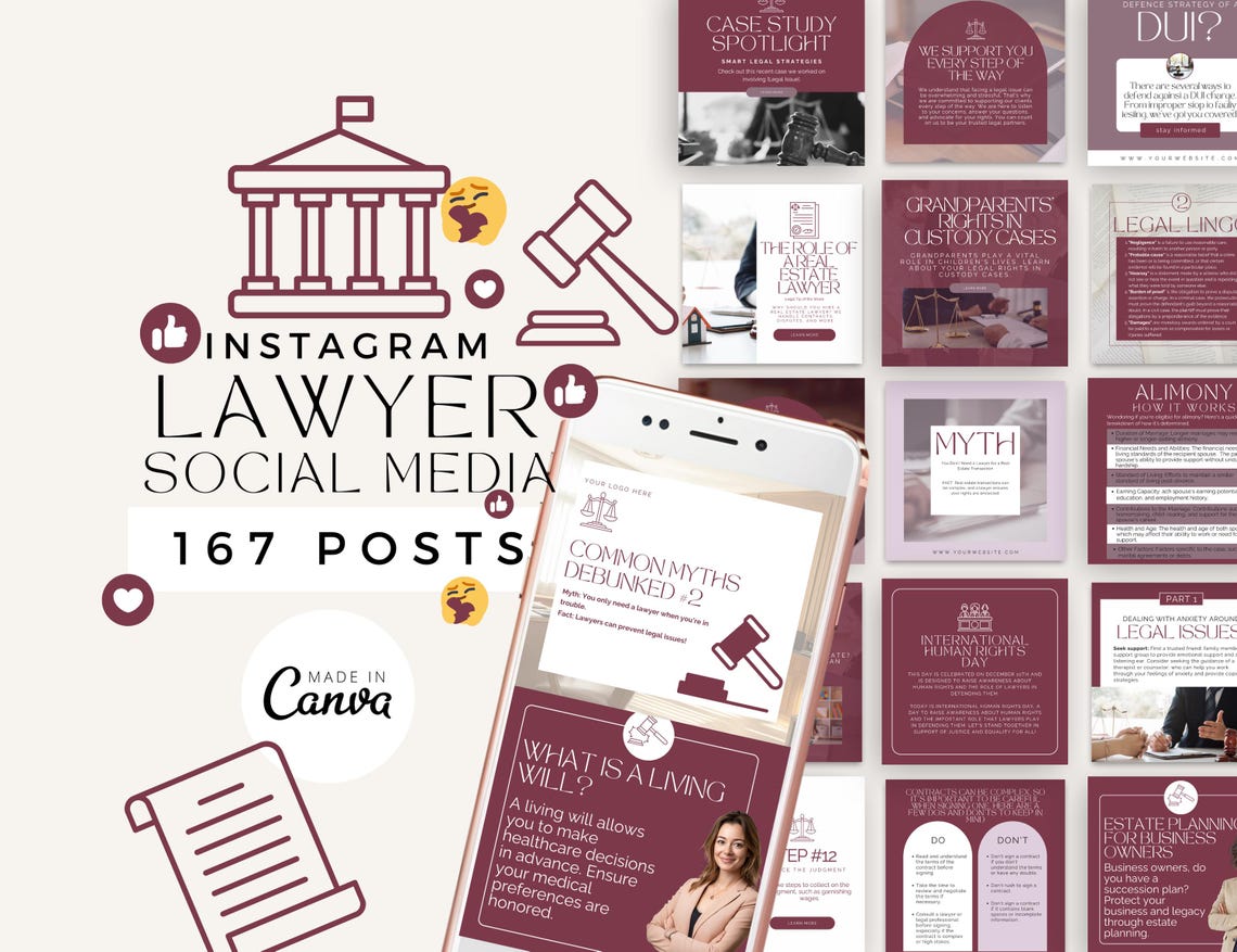 Social Media Posts for Lawyers, Law Firm Instagram, Attorney Templates ...
