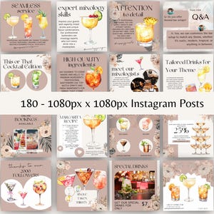 Mobile Bar Instagram Templates, Bartender Social Media Posts, Canva ...