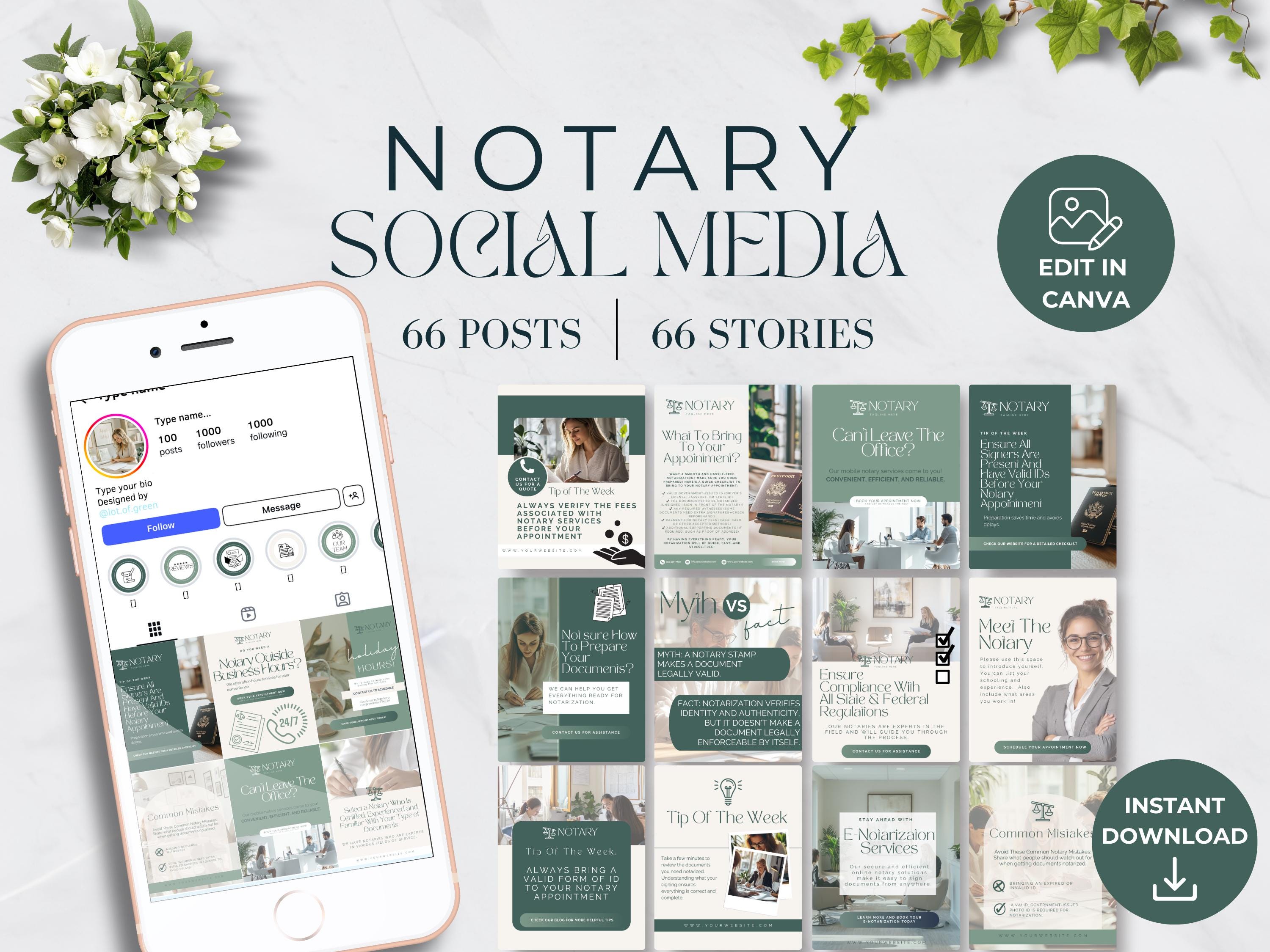 Notary Social Media Post Templates - Notary Marketing Bundle ...