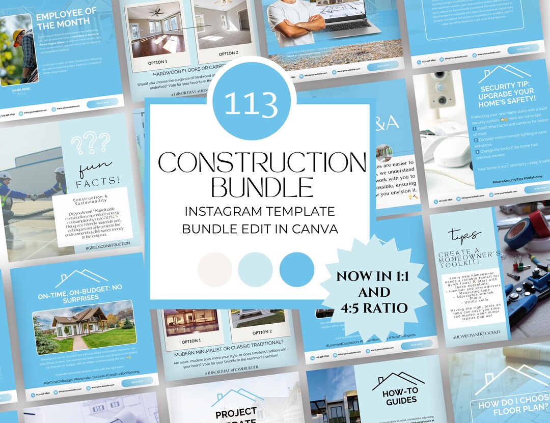 Construction Company Instagram Template, Home Builder Social Media ...