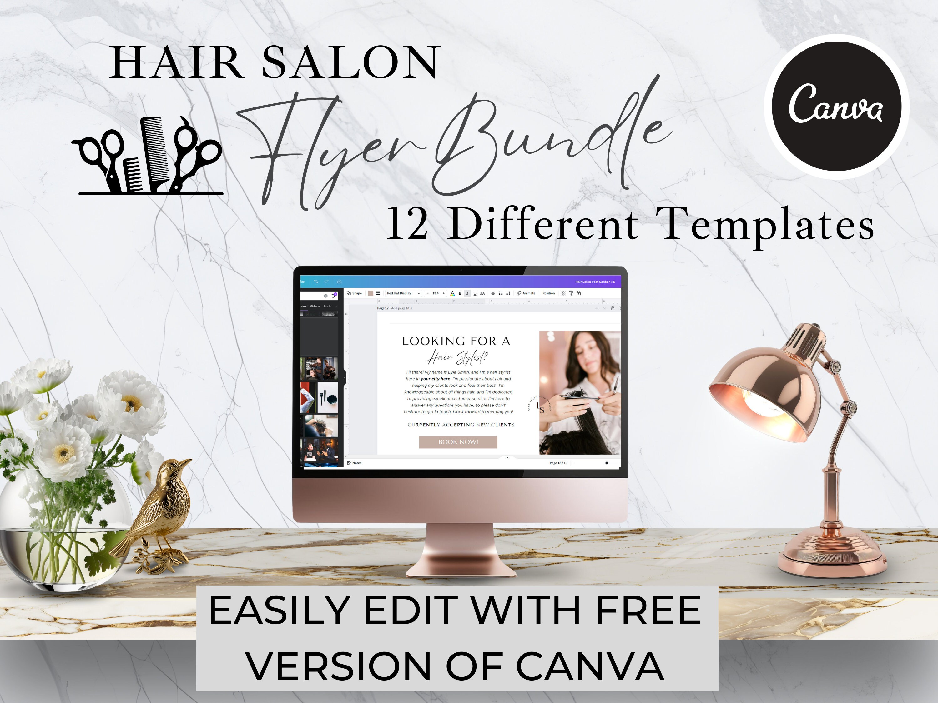 Hair Salon Flyer Template, Minimalist, DIY Flyer Template Design ...