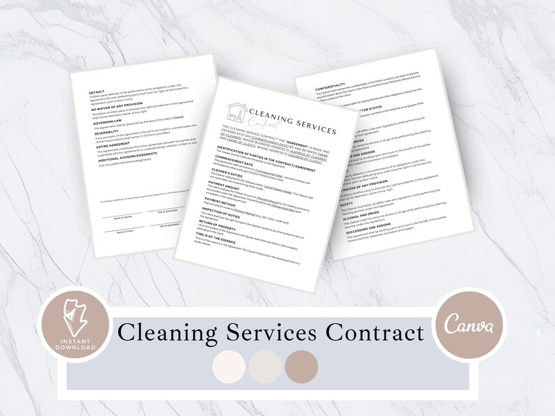 Commercial Cleaning Business Contract, Beige, Janitorial Service ...