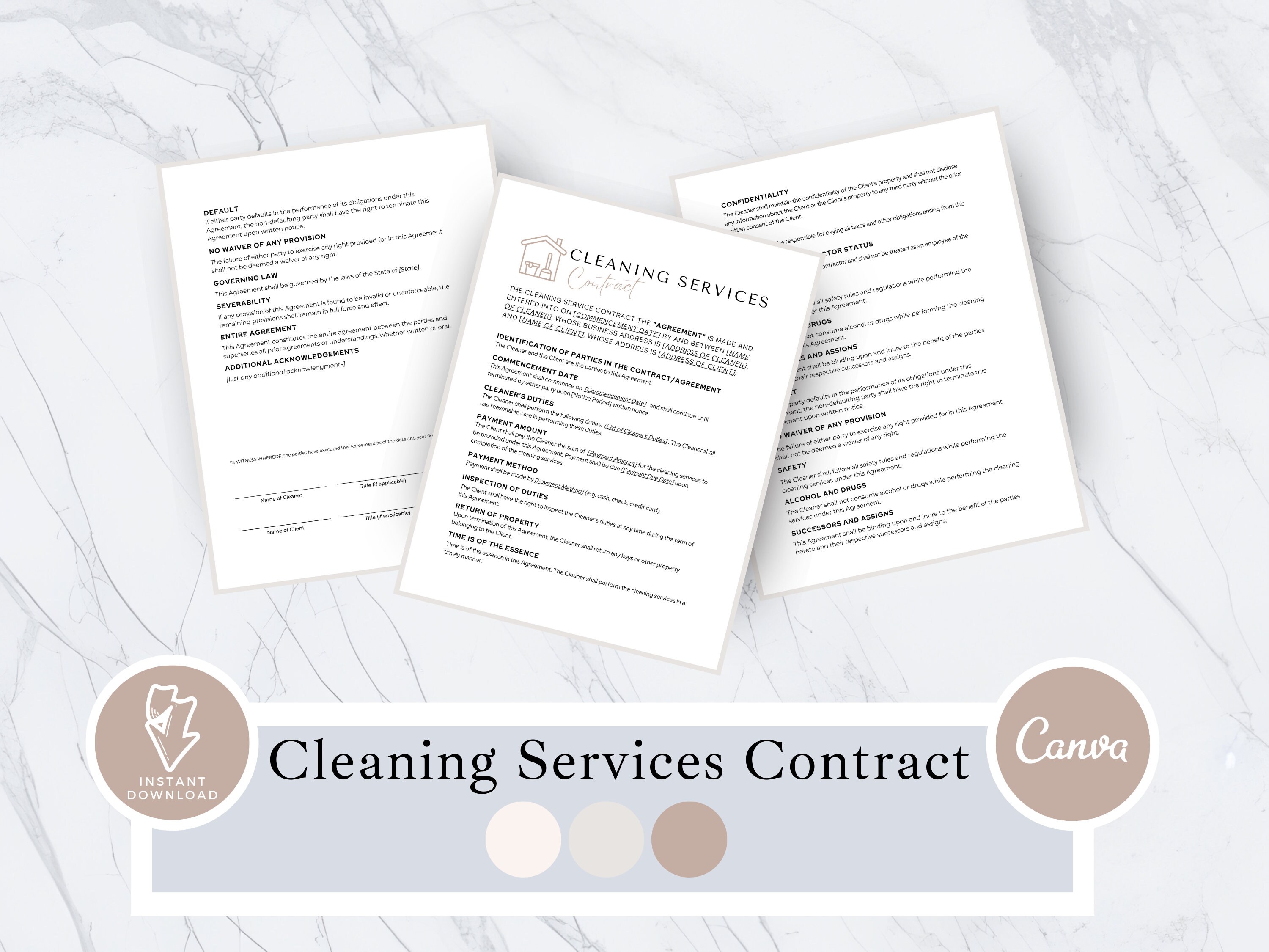 Commercial Cleaning Business Contract, Beige, Janitorial Service ...