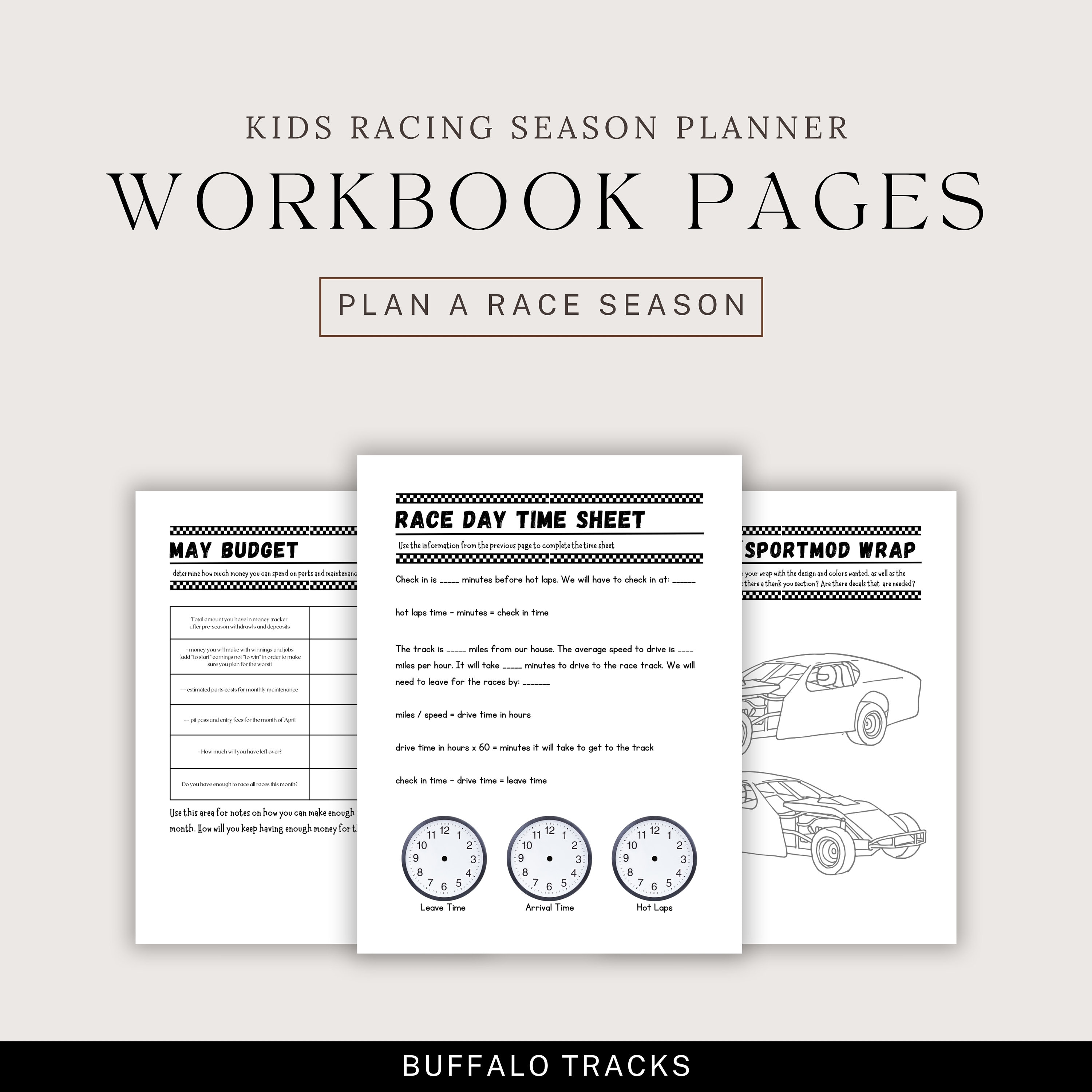 Junior Racer Season Planner: Kids Racing Workbook (digital Printable ...