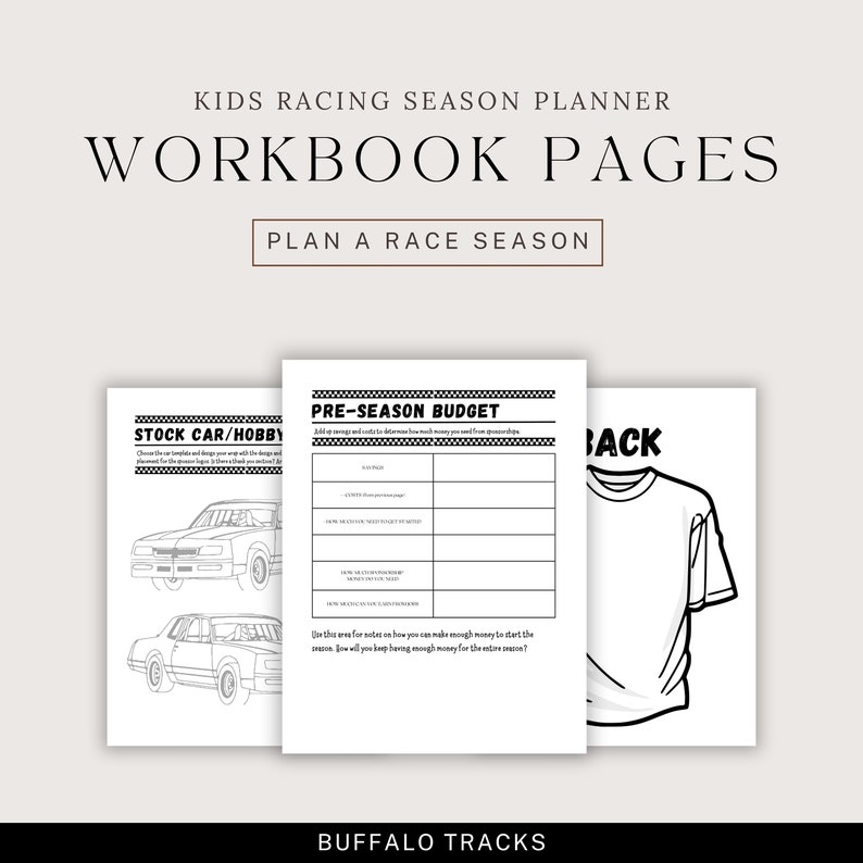 Junior Racer Season Planner: Kids Racing Workbook (digital Printable ...