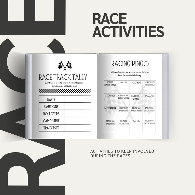 Racing Activities Autograph Book - Printable, Games, Letters, Draw ...