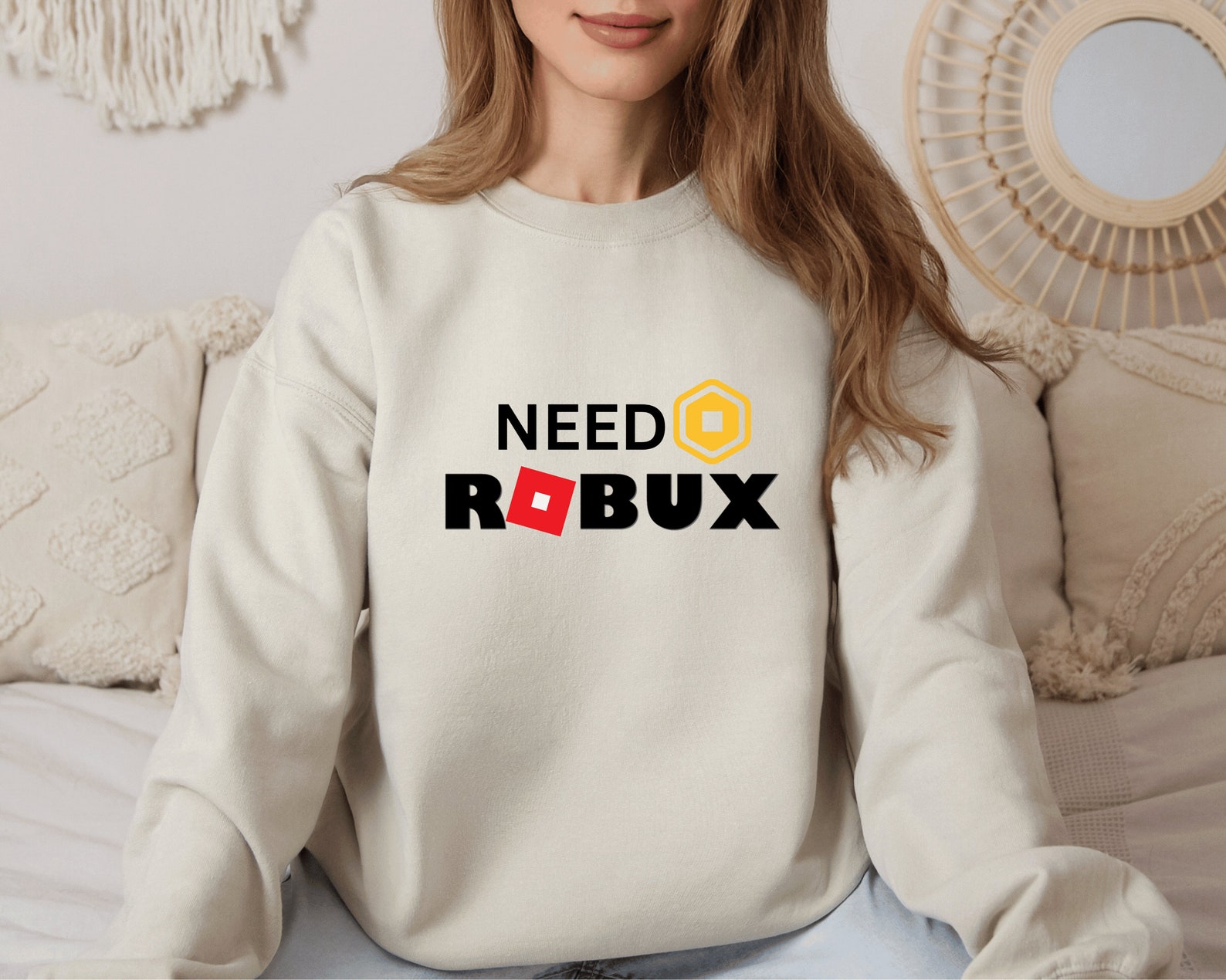 Need Robux Roblox Unisex Sweatshirt, Hoodie Roblox T-shirt Gamer ...