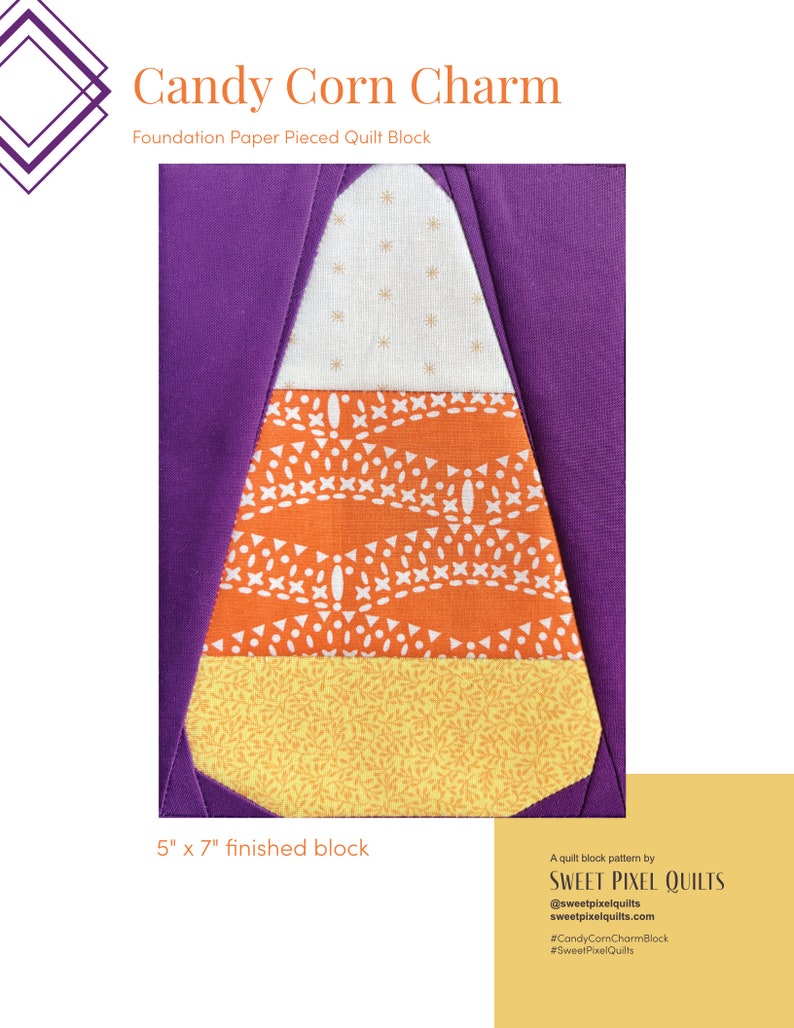 Candy Corn Charm (PDF Quilt Block Template) - Etsy