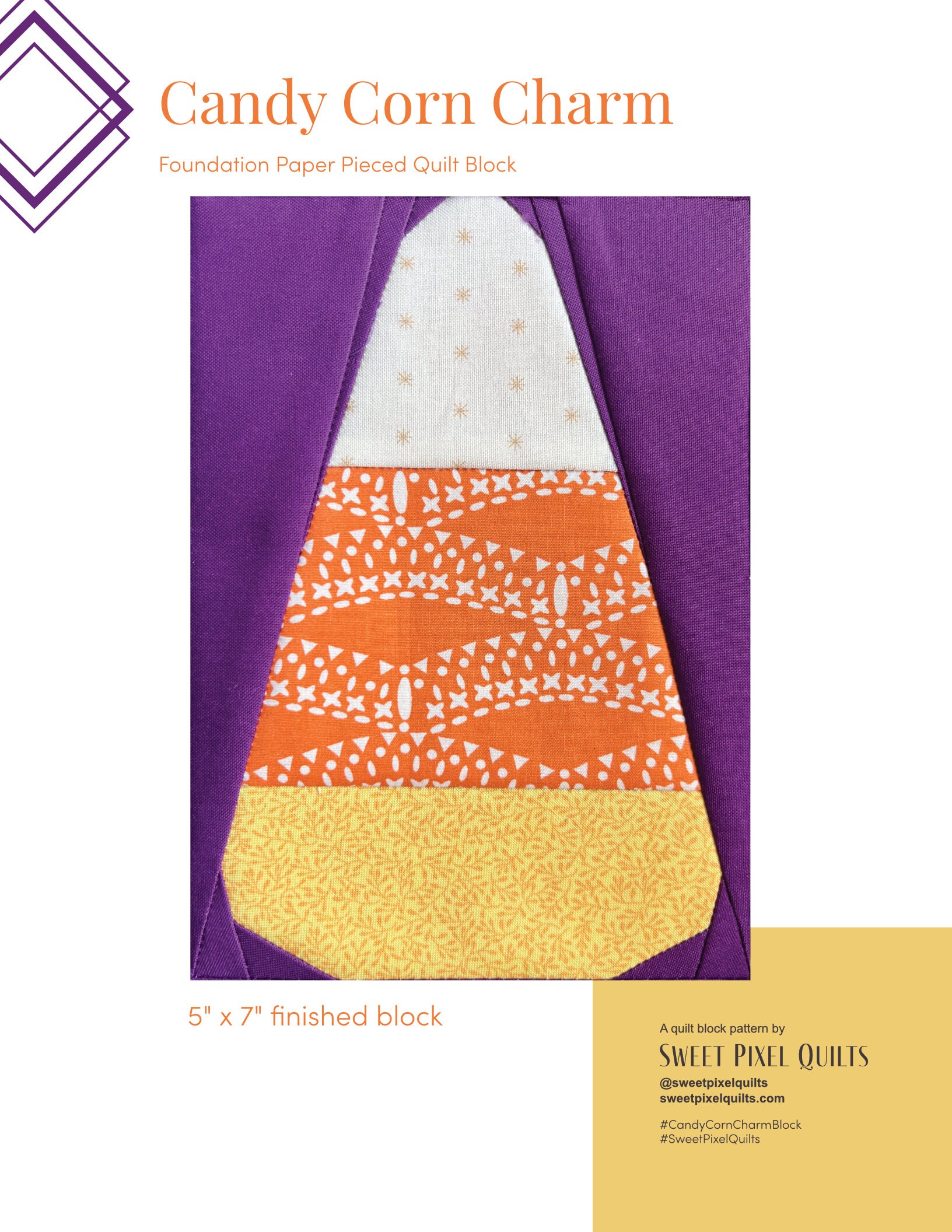Candy Corn Charm (PDF Quilt Block Template) - Etsy