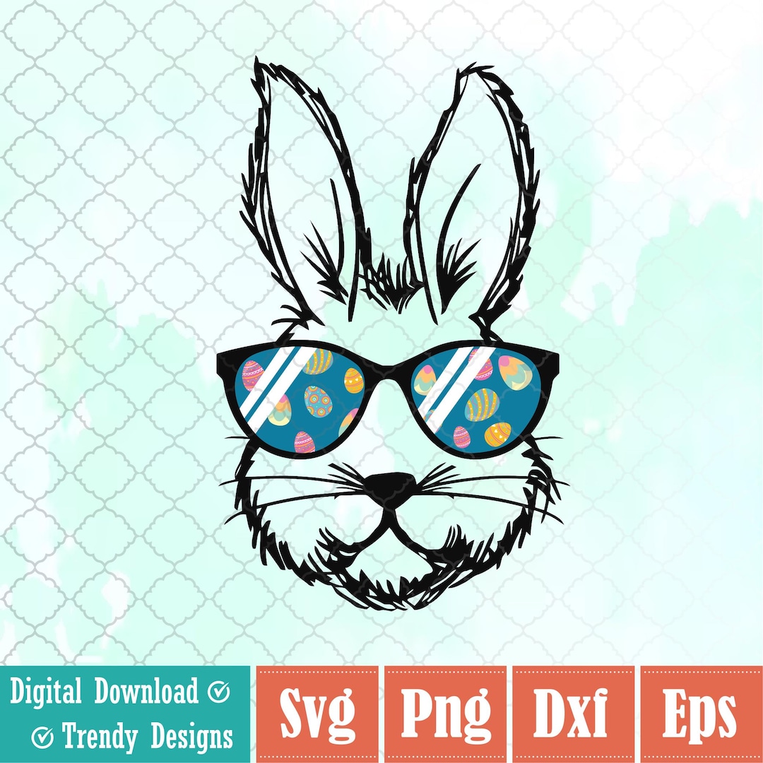 Happy Easter Day Svg, Egg Bunny Face With Sunglasses Svg, - Etsy