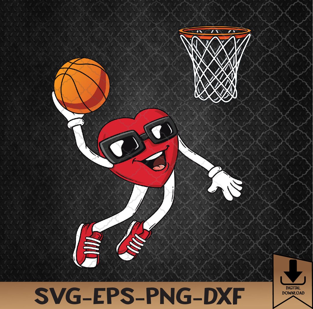 Valentines Day Heart Dunking Basketball Svg, Valentines Day Svg, Svg ...