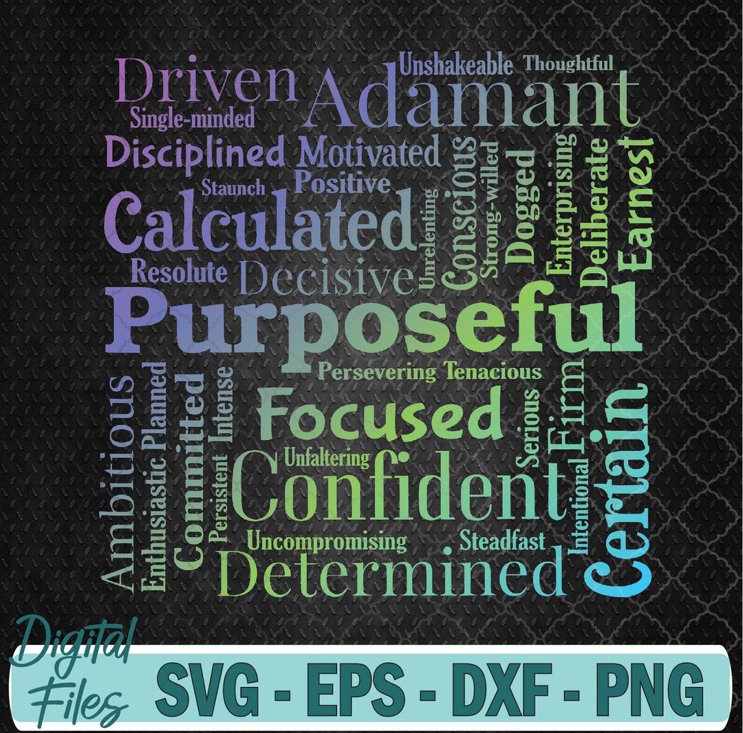 Purposeful Word Cloud Art Achiever Motivation Inspirational Svg File ...