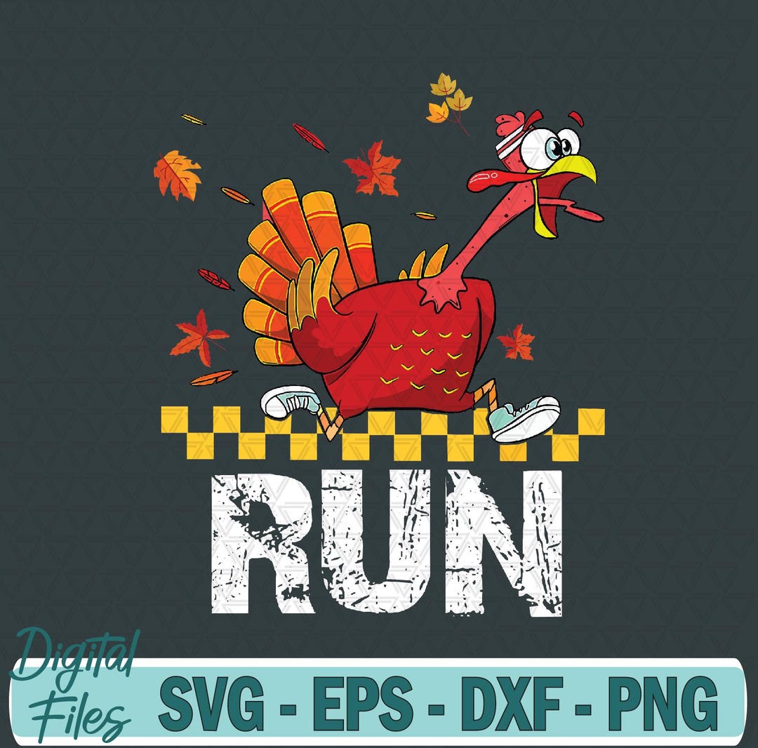 Turkey Run Svg, Thanksgiving Running Svg, Turkey Svg File, Digital ...