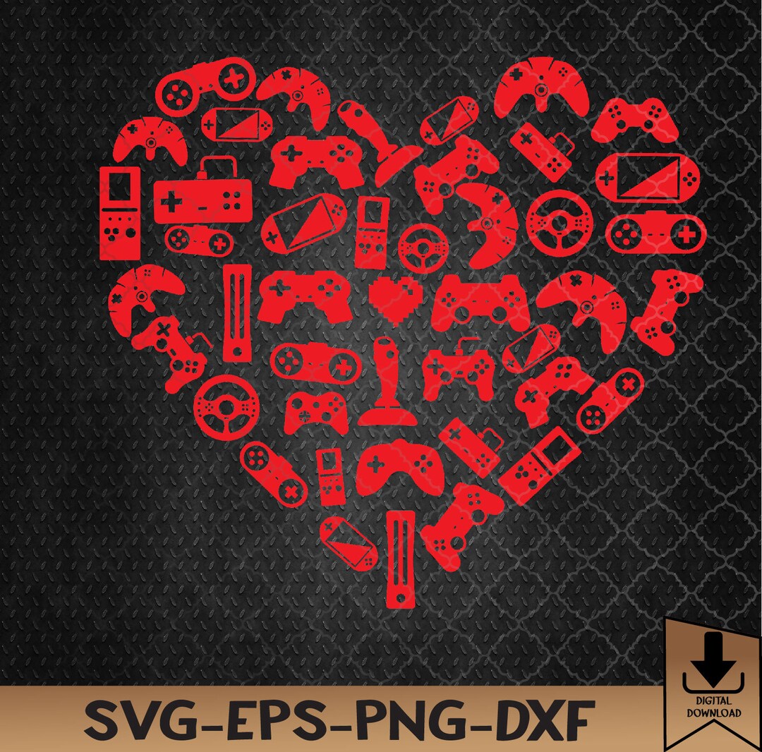 Boys Gamer Video Games Heart Valentines Day Lover Svg, Eps, Png, Dxf ...