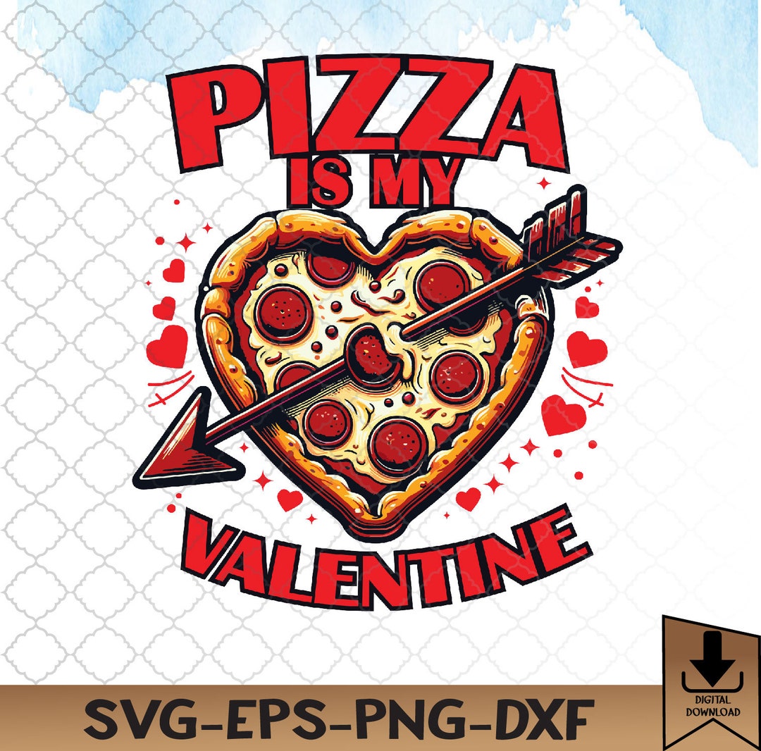 Pizza Heart Valentine's Day Delight Svg, Eps, Png, Dxf, Digital ...