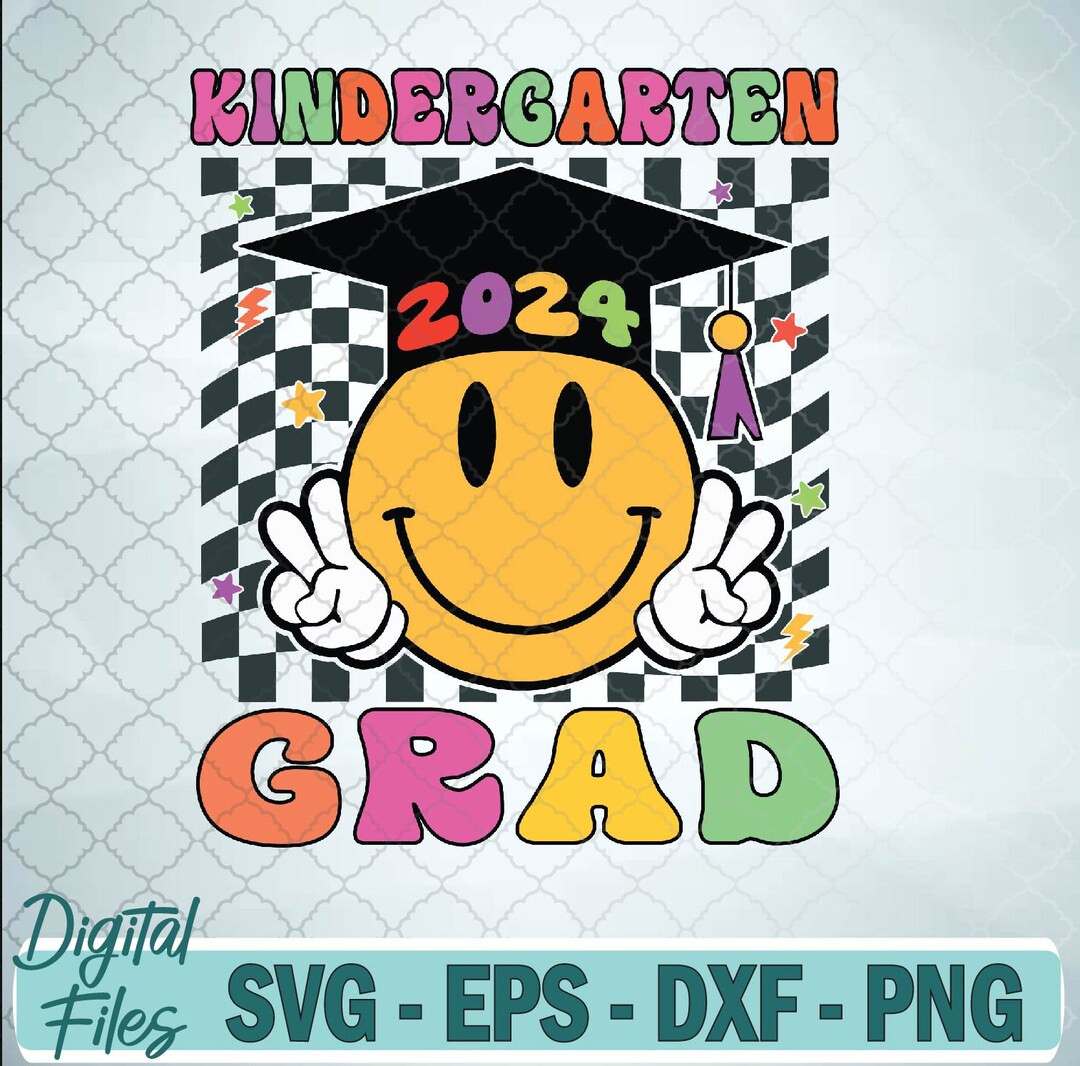 Groovy Kindergarten Graduation 2024 Graduate Svg File, Digital Download ...