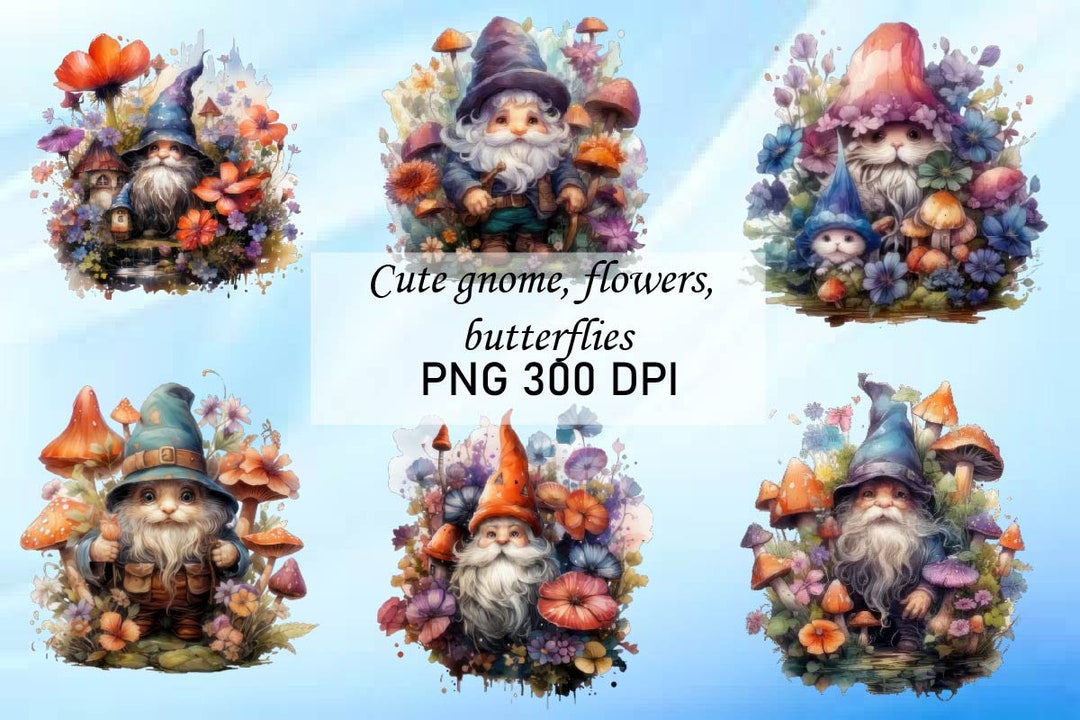 Cute Gnomes Clipart Set. Pink Gnomes. Spring Garden Gnome - Etsy