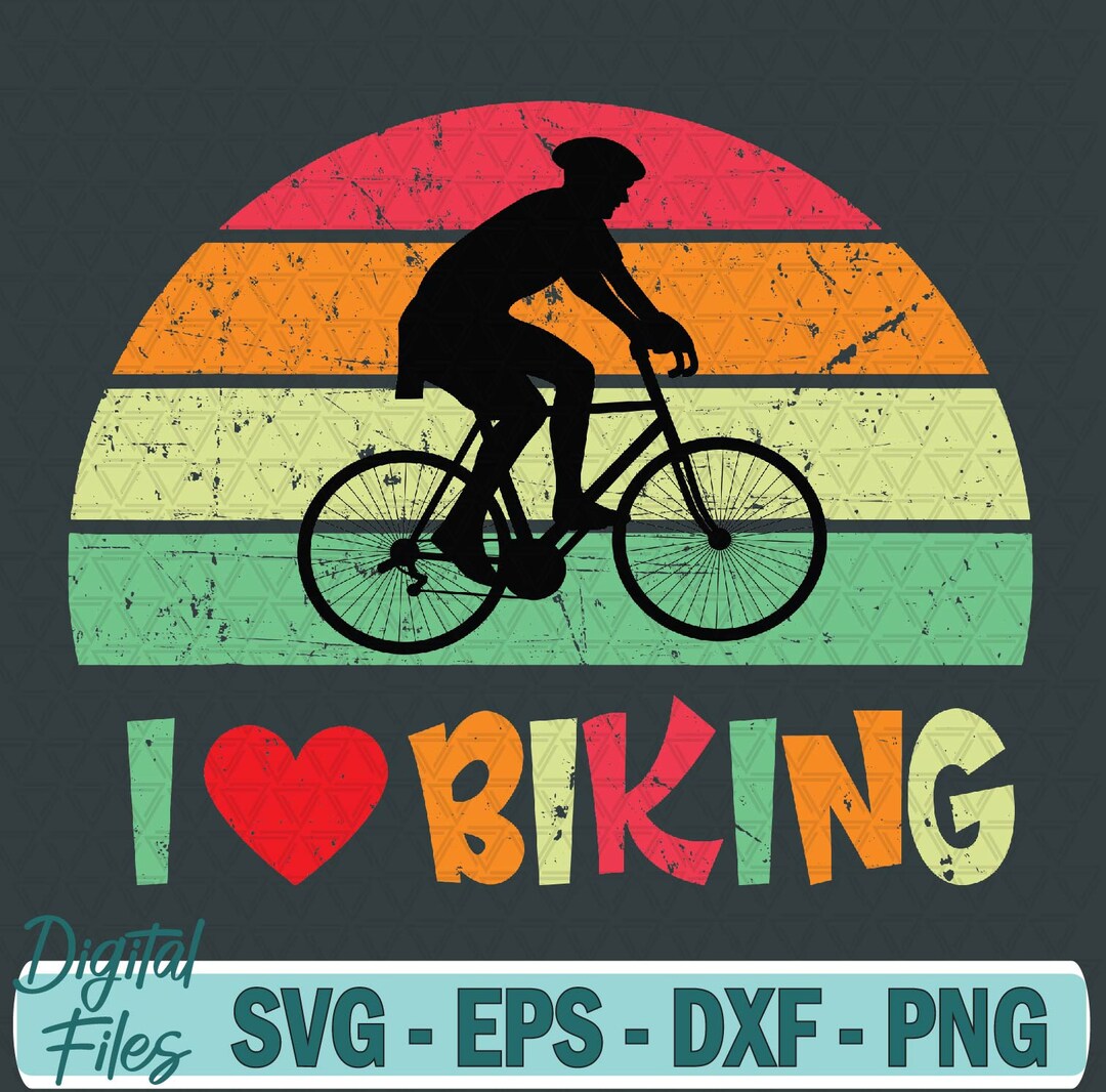 I Love Biking Retro Sunset Cyclist Svg File, Digital Download - Etsy