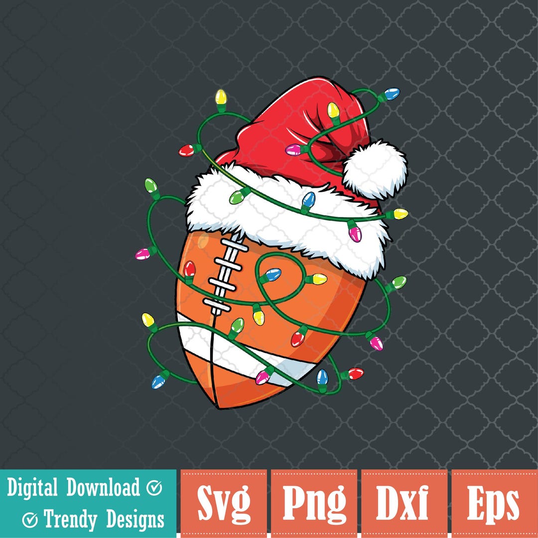 Football Santa Hat Svg, Christmas Football Svg, Xmas Lights Svg ...