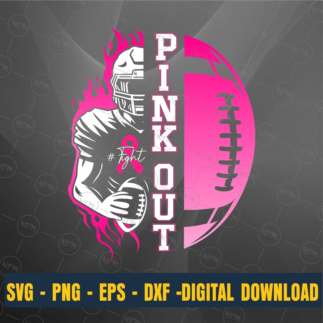 Football Pink Out Team Breast Cancer Awareness Month SVG, Pink Ribbon ...