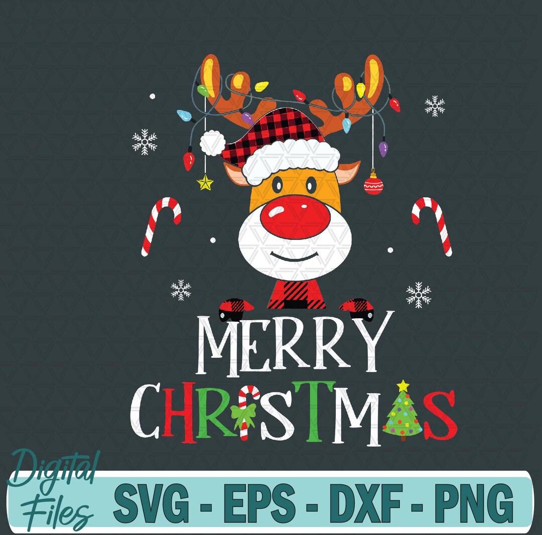 Merry Christmas Reindeer Svg, Christmas Svg, Reindeer Svg File, Digital ...