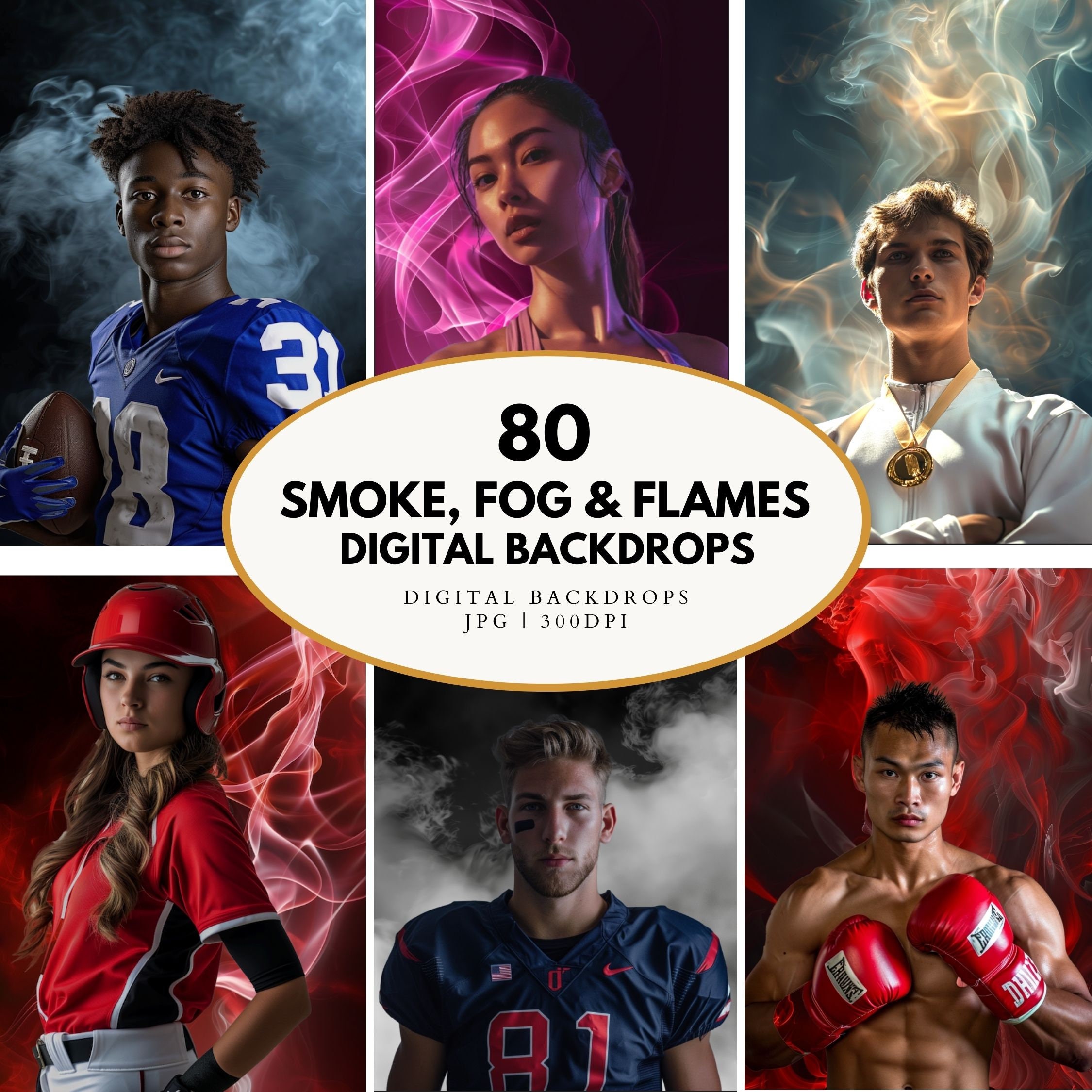 80 Smoke Fog Fire Digital Photoshop Backdrops, Fog Overlay for Sports ...