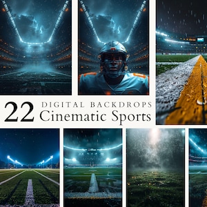 22 Cinematic Sports Field Digital Backdrops, Moody Football Field Photo ...