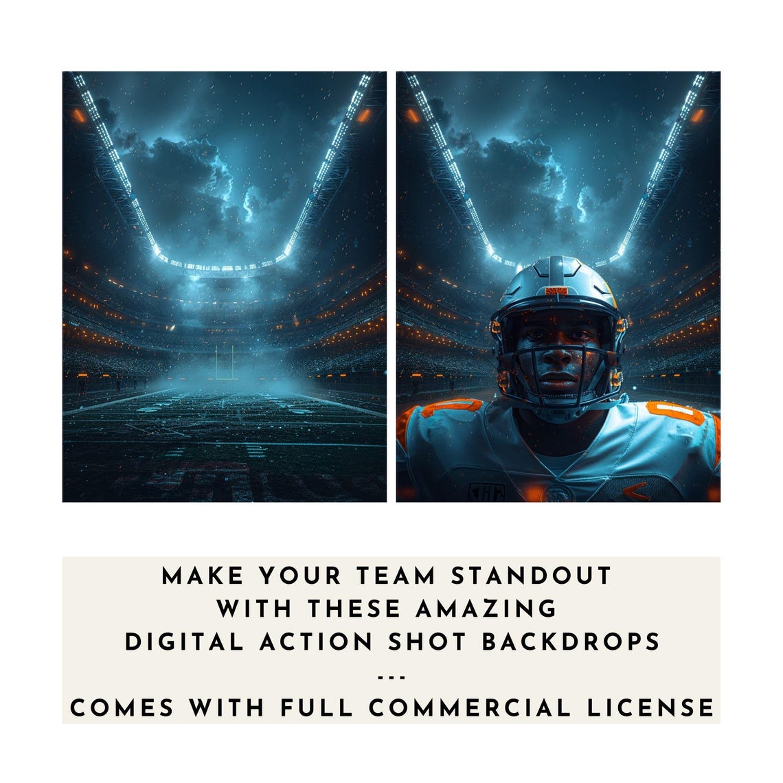 22 Cinematic Sports Field Digital Backdrops, Moody Football Field Photo ...