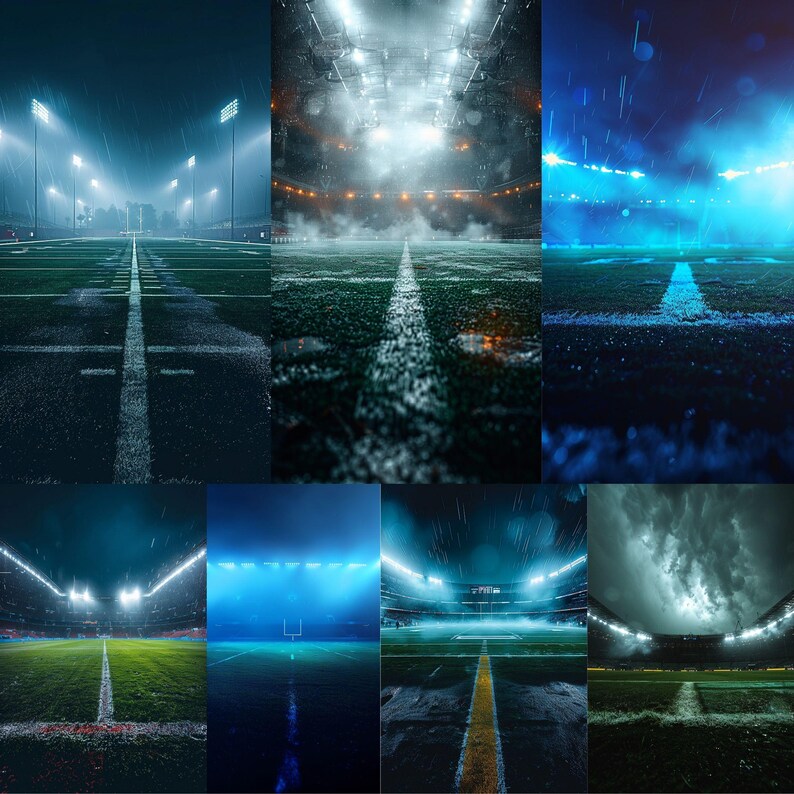 22 Cinematic Sports Field Digital Backdrops, Moody Football Field Photo ...