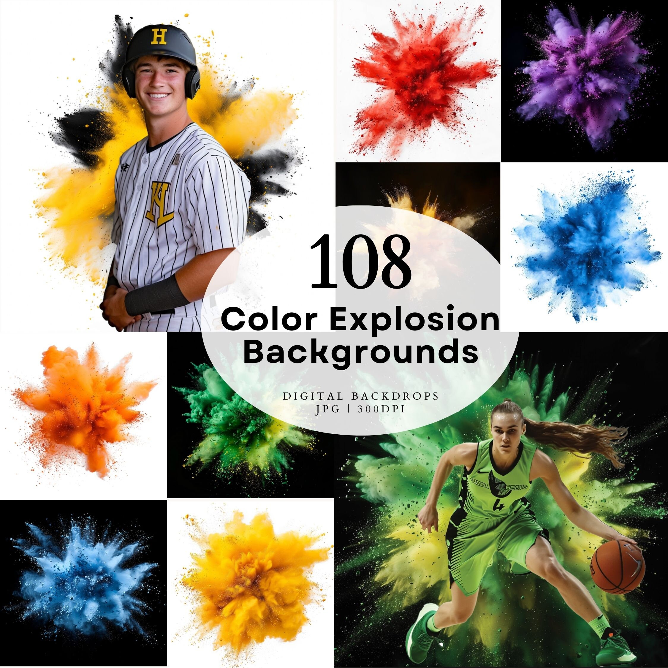 108 Color Explosion Digital Backdrops: School Color Photography ...
