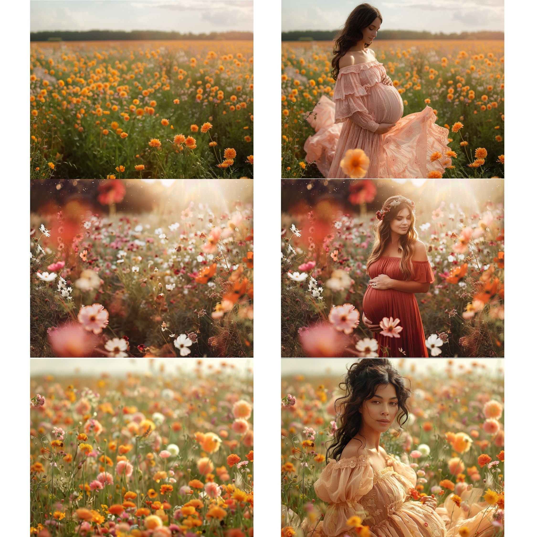 Flower Field Digital Backdrops, Photoshop JPG Files, Outdoor Maternity ...