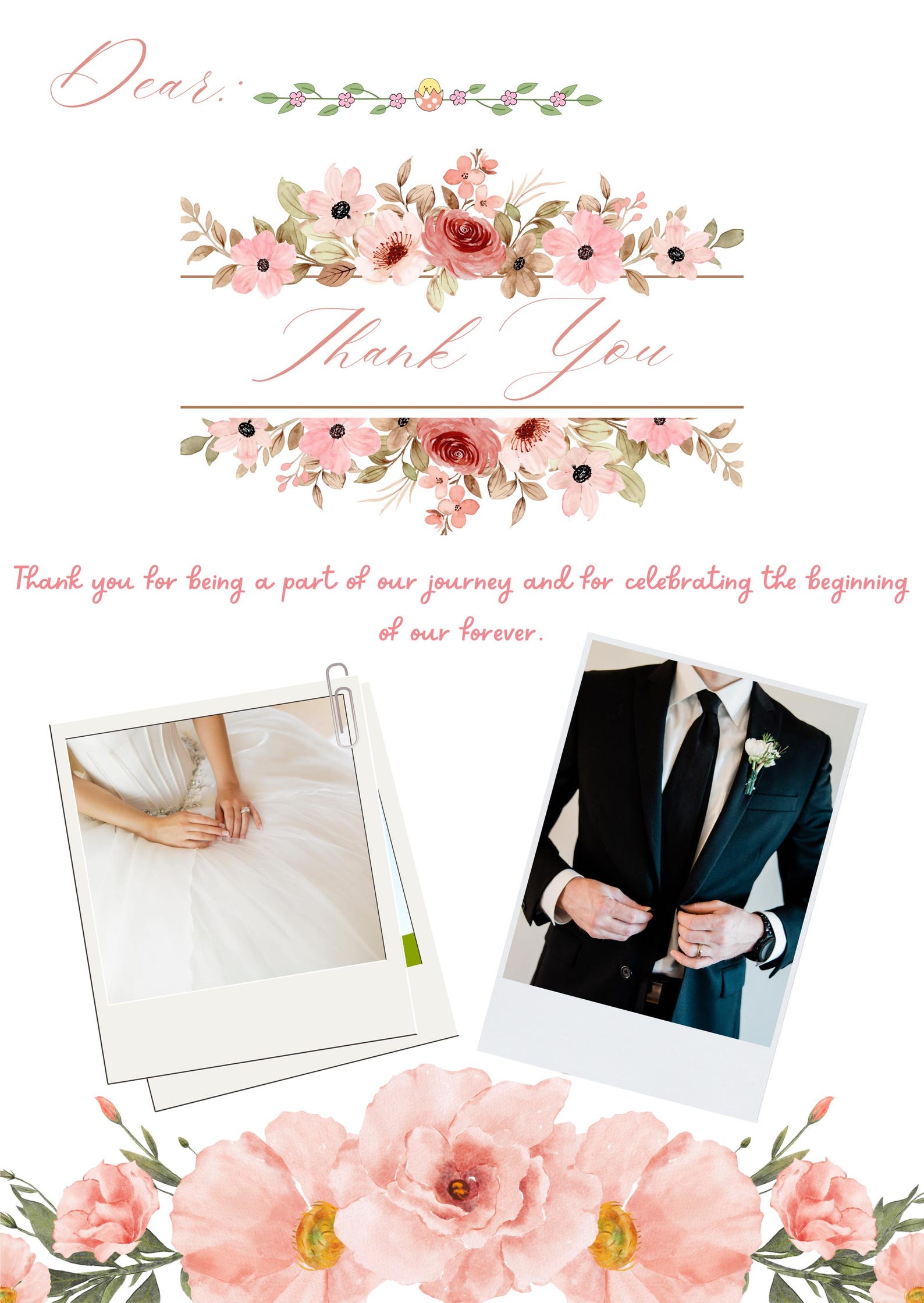 Digital Thank You Card Template | Wedding Thank You Card | Instant ...