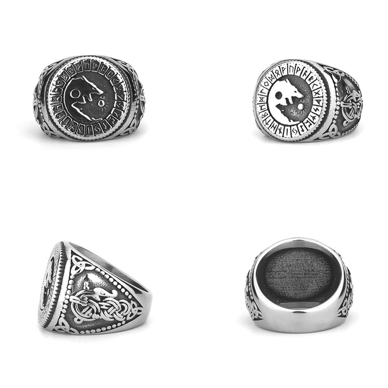 Skoll and Hati Wolf Ring With Viking Knots Viking Wolves Ring Statement ...